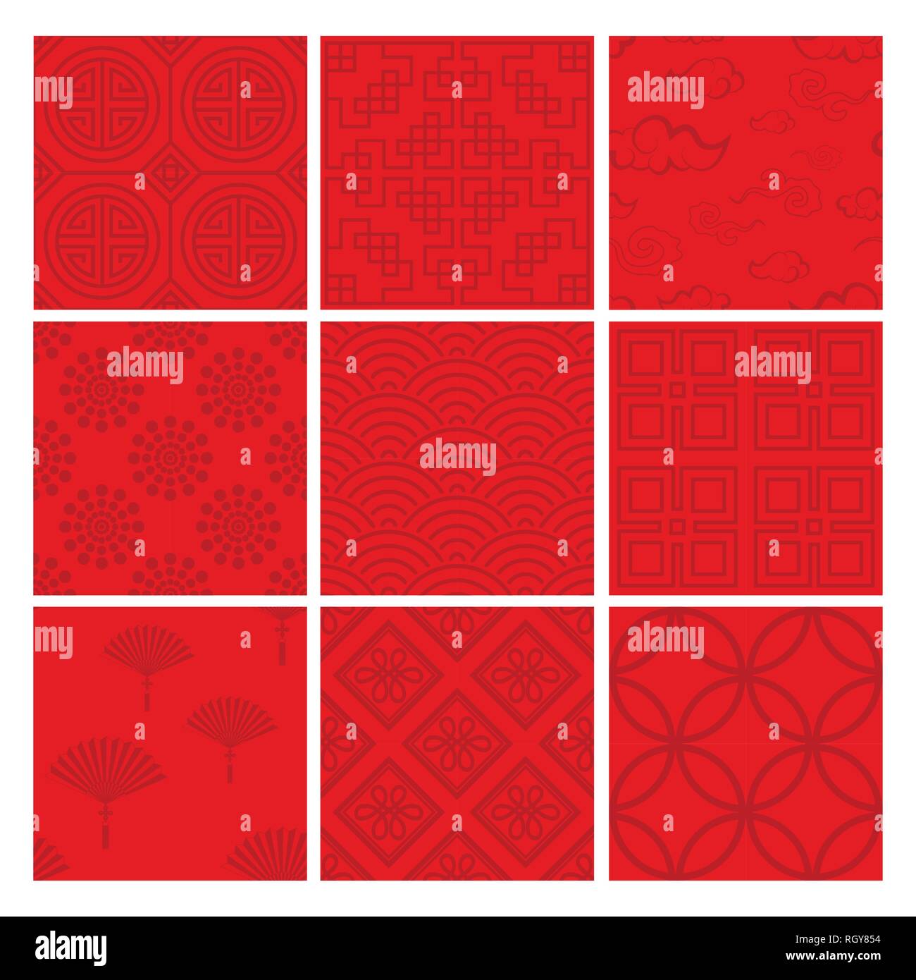 Chinese pattern set with traditional designs. vector illustration Stock ...