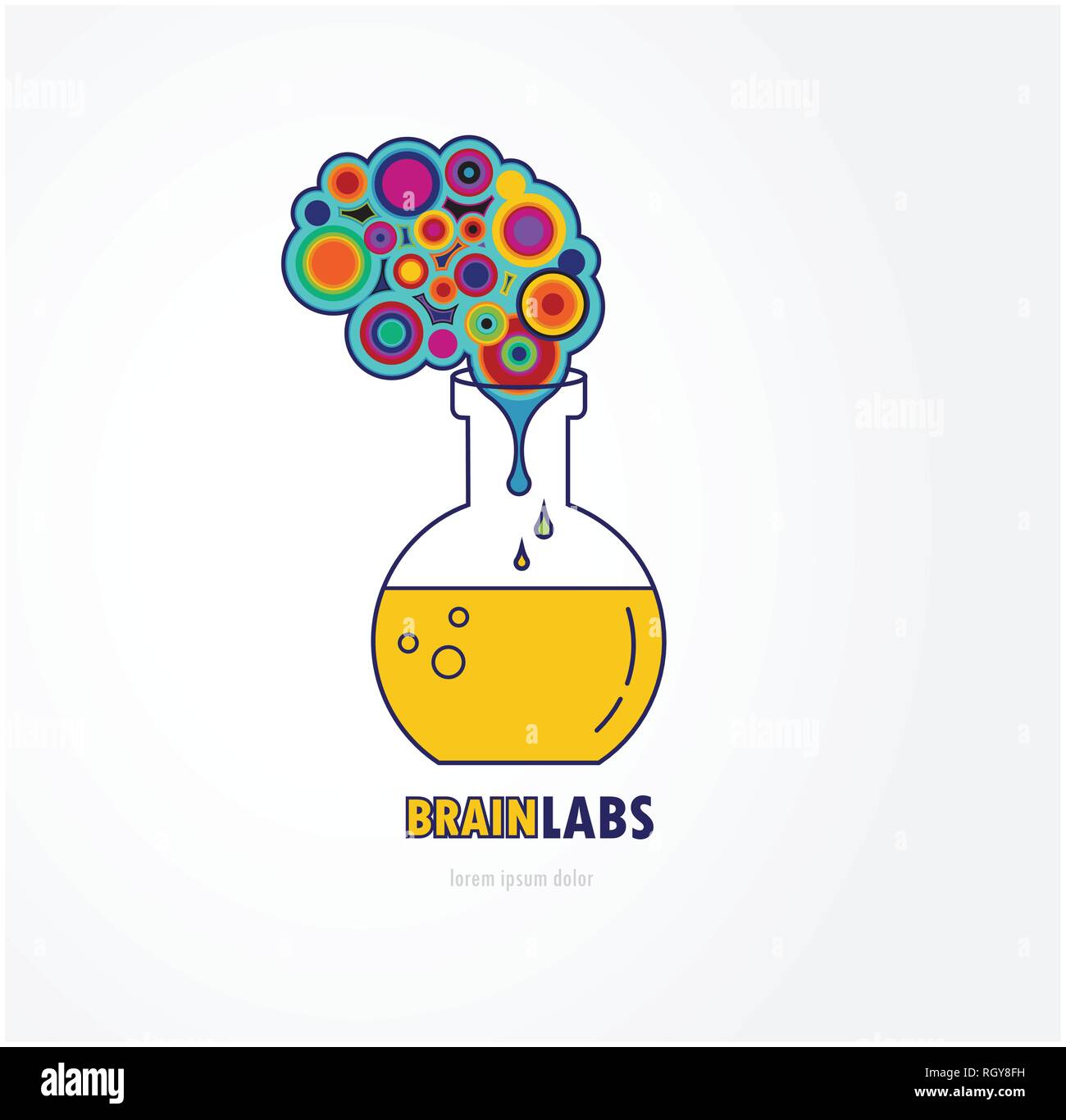 Brain lab logo template design with a round bulb and brain Stock Vector ...
