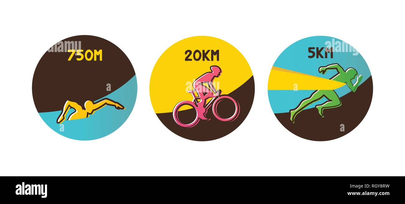 Vector illustration triathlon, flat design. vector illustration Stock ...