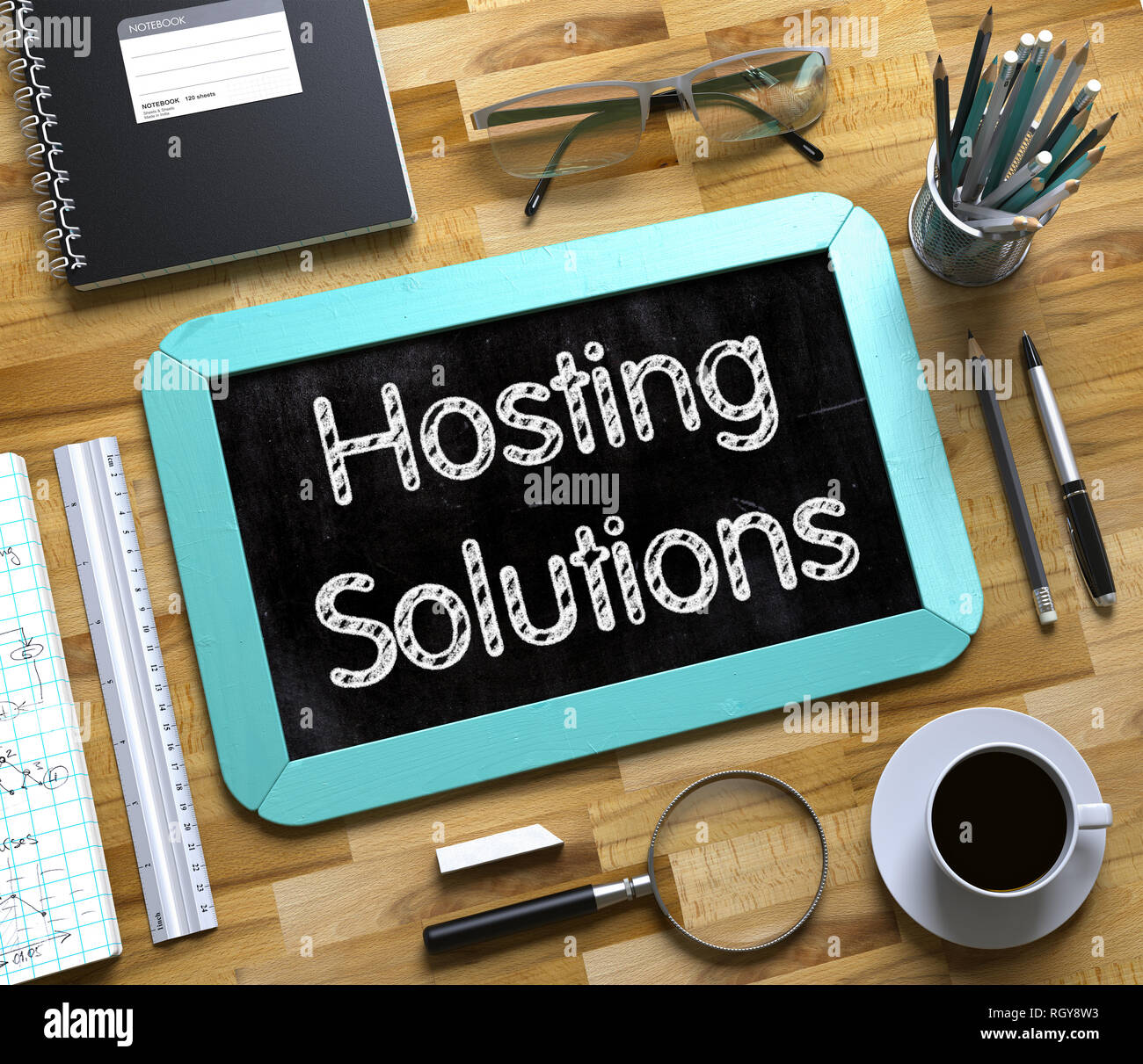 Hosting Solutions Handwritten on Small Chalkboard. 3d Stock Photo - Alamy