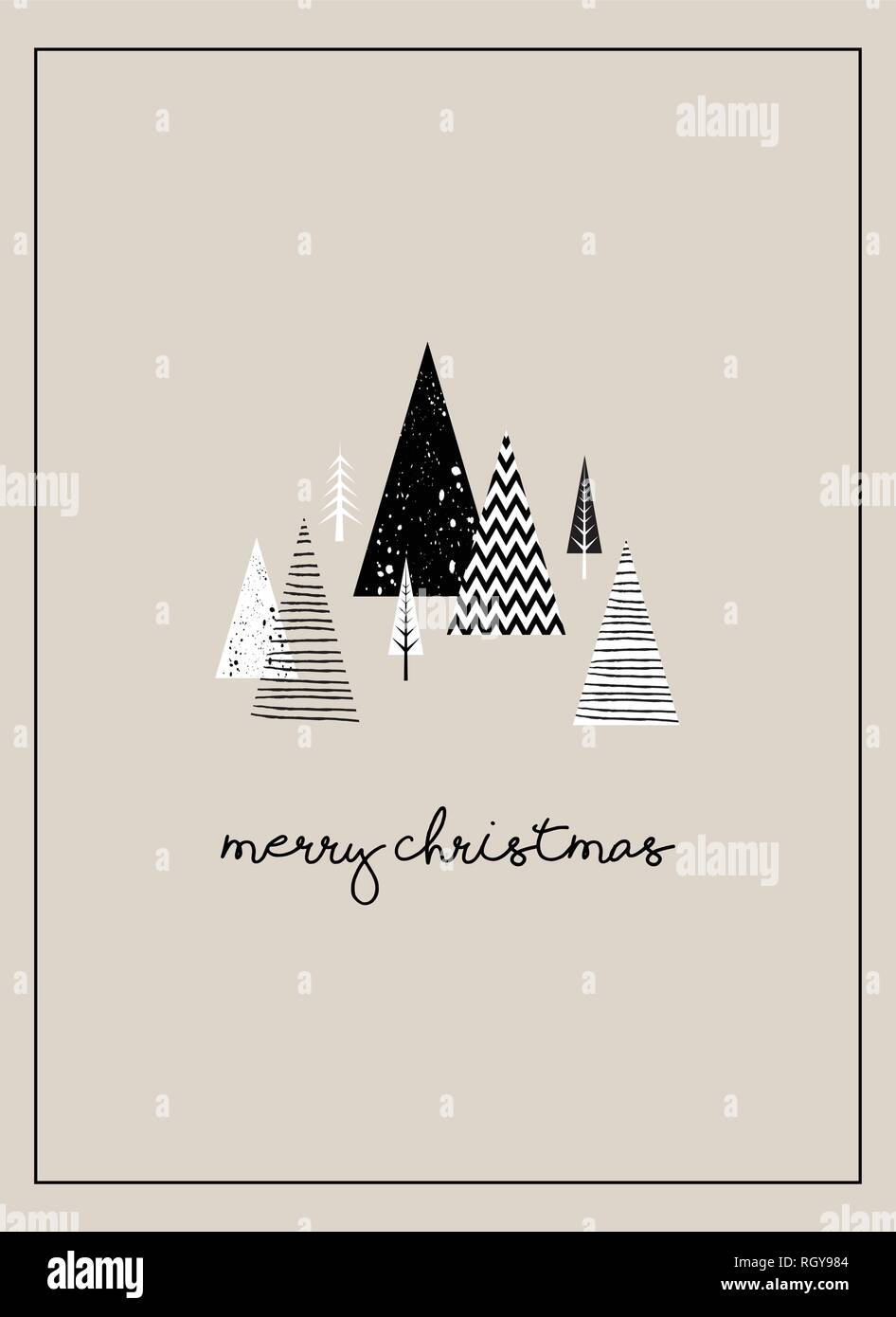 Christmas winter landscape greeting card with forest background ...