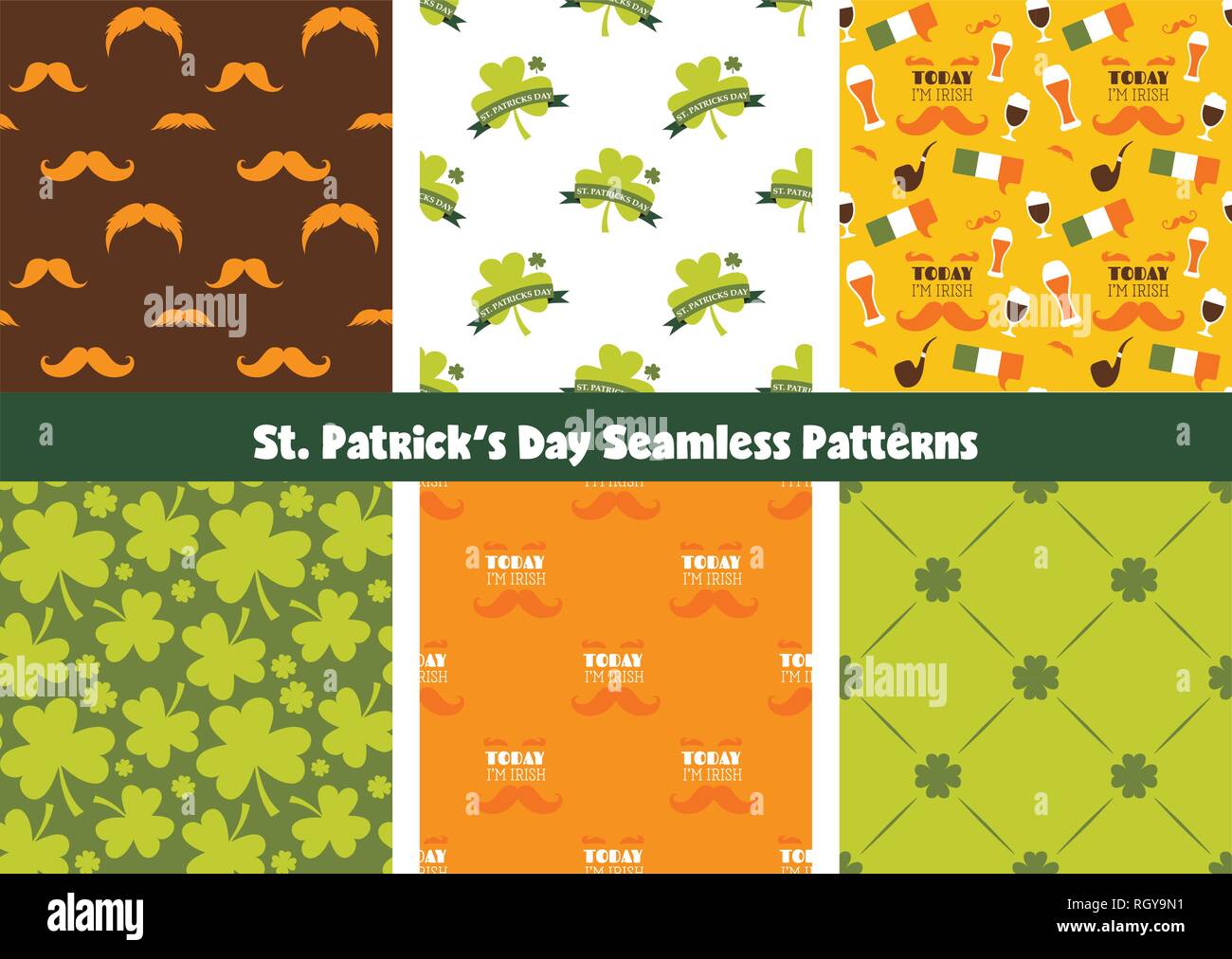 Set of seamless background patterns for St Patrick s Day. Perfect for ...