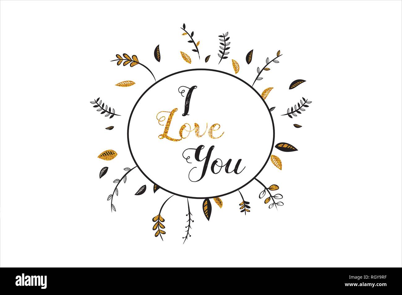 Romantic lettering card. Elegand and glitter calligraphy postcard or ...