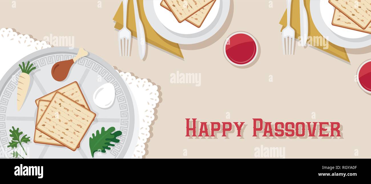 traditional passover table for Passover dinner with passover plate ...
