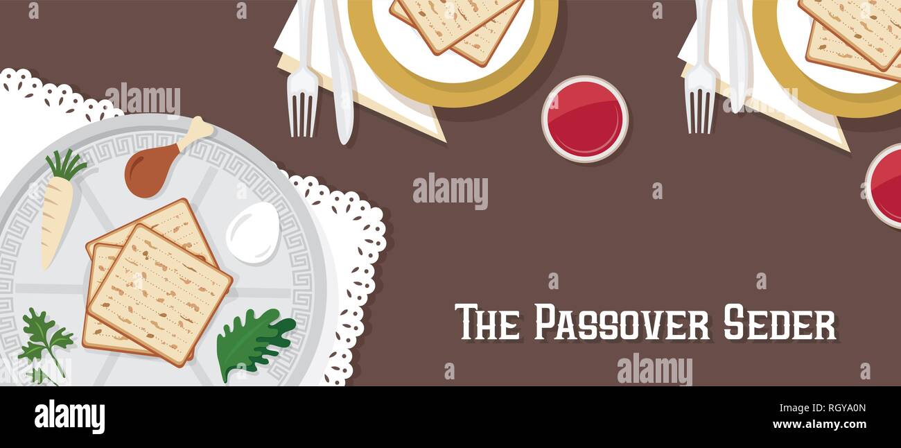 traditional passover table for Passover dinner with passover plate ...