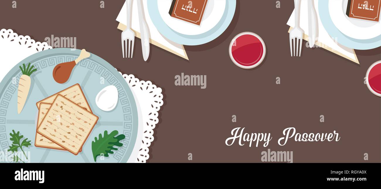 traditional passover table for Passover dinner with passover plate ...