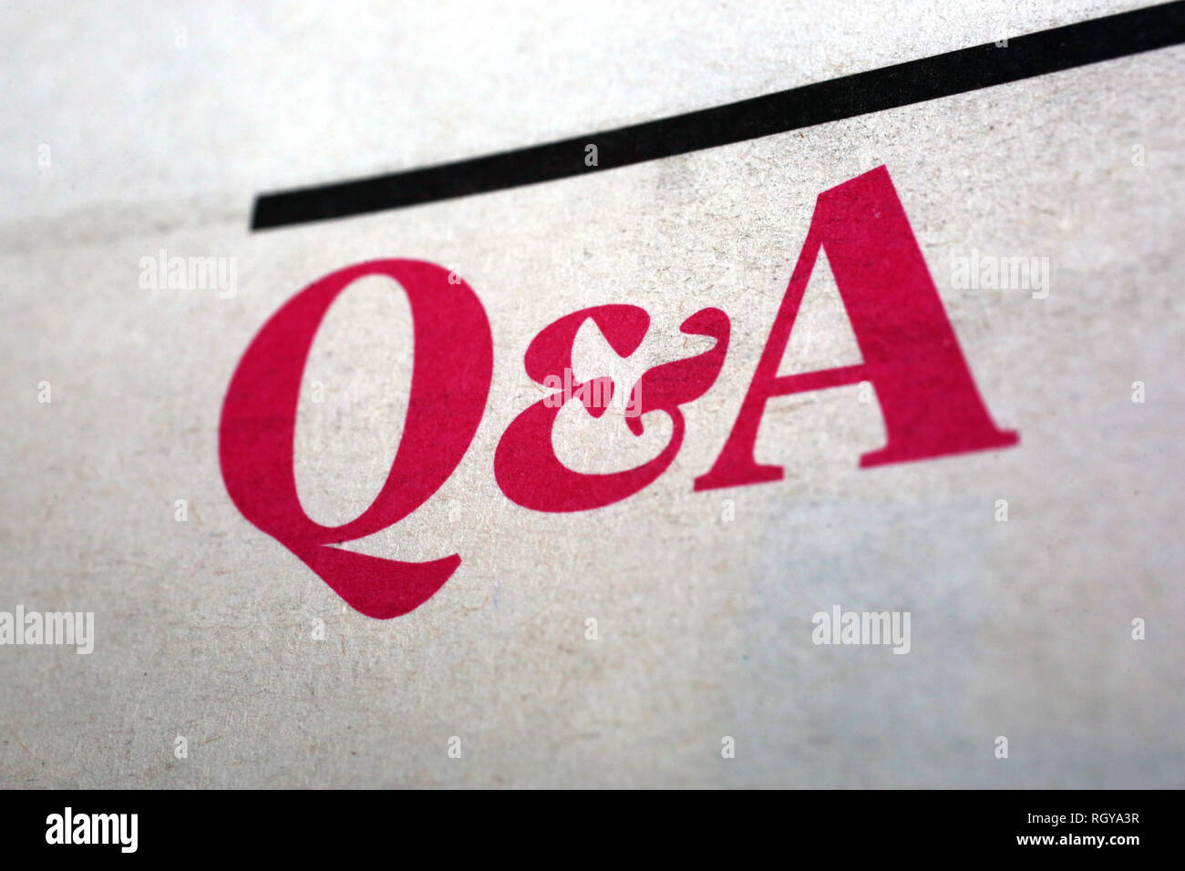 Questions & Answer, (Q&A) font / text photographed from an old ...