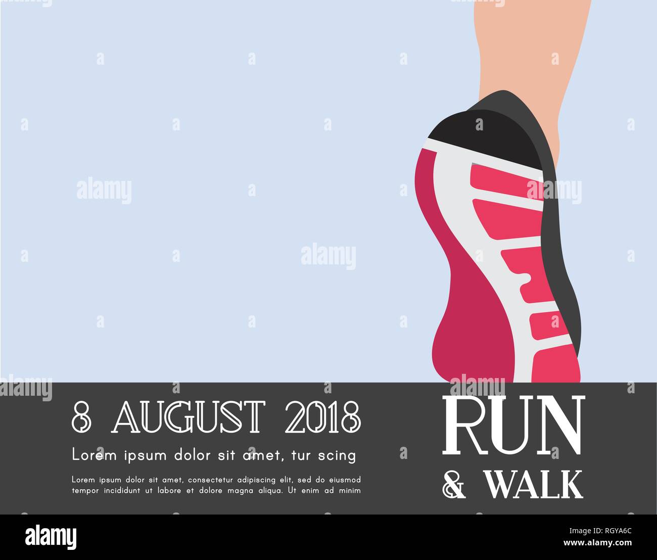 athlete runner feet running or walking on road . closeup illustration ...