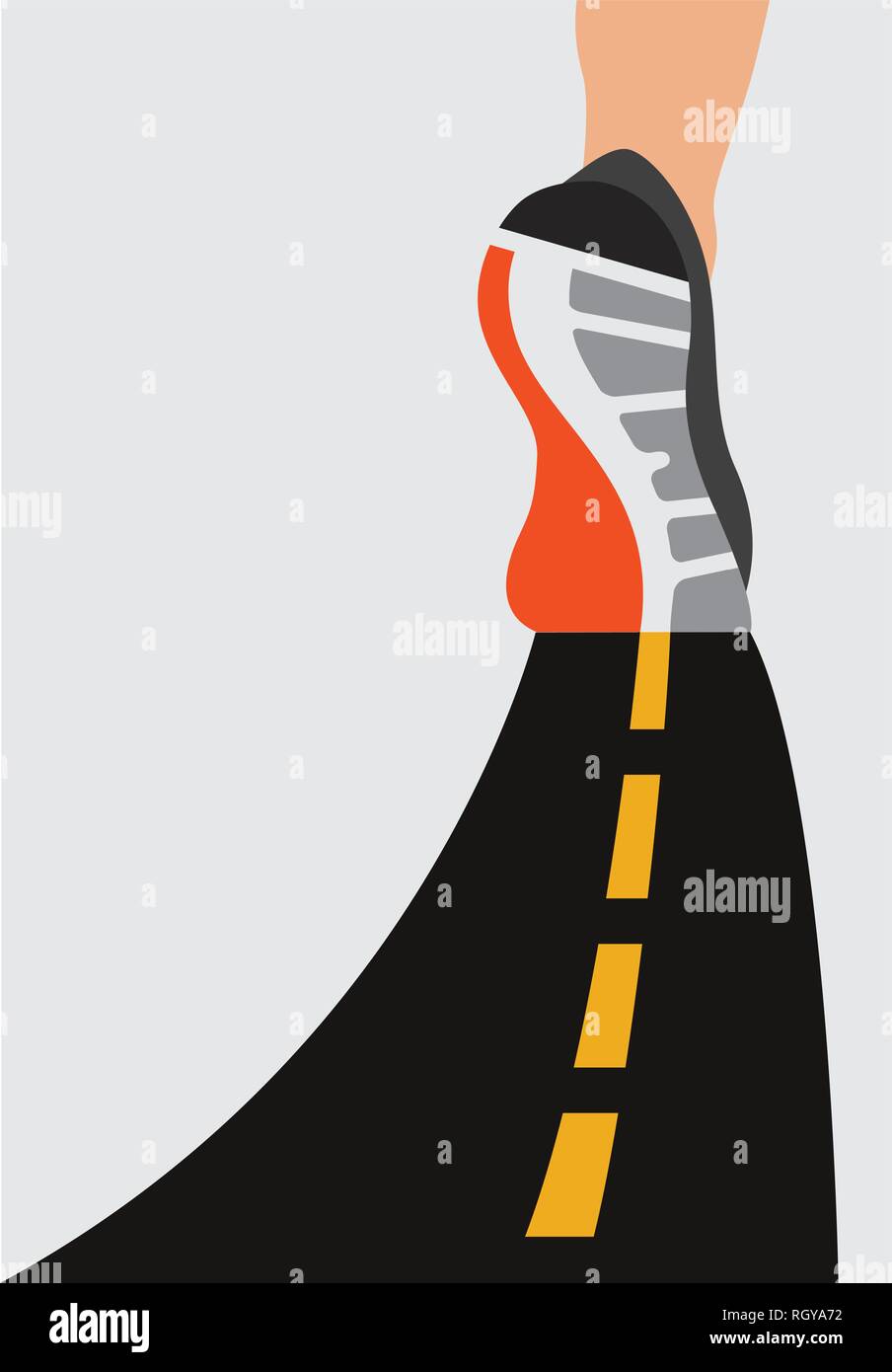 Athlete runner feet running on road closeup on shoe. woman fitness ...