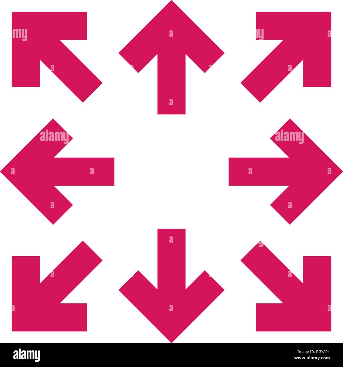 Crimson arrows in 8/eight different directions. Vector illustration ...