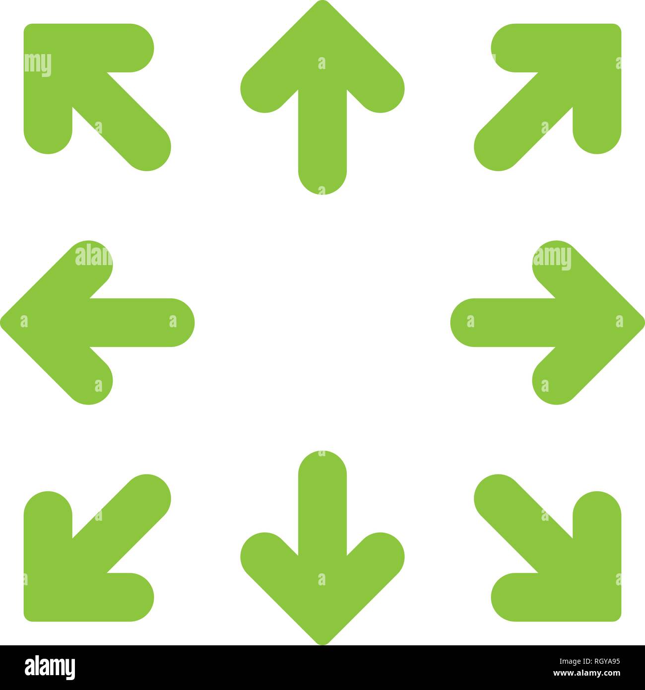Green simple arrows in 8/eight different directions. Vector ...