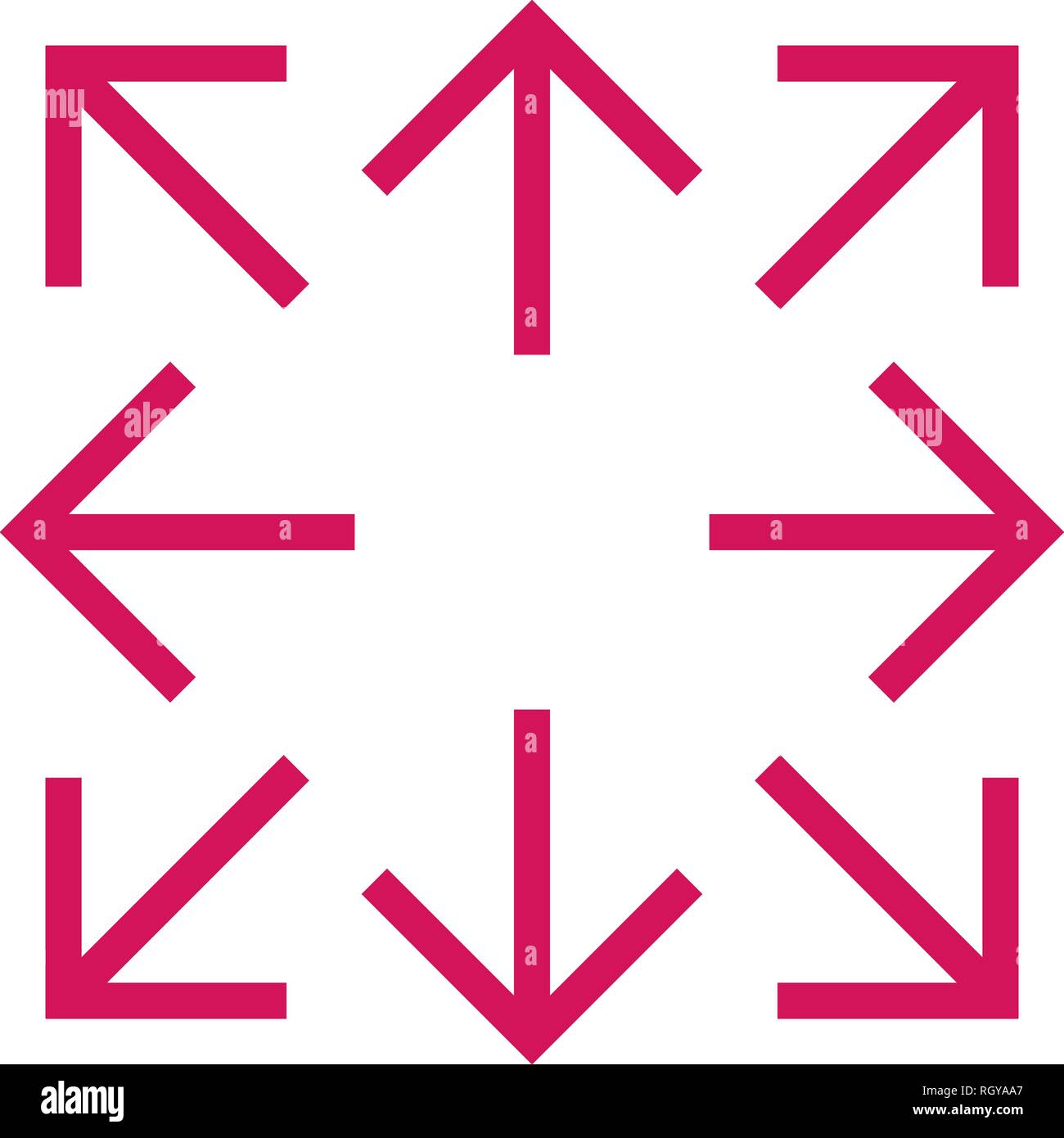 Crimson arrows in 8/eight different directions. Vector illustration ...