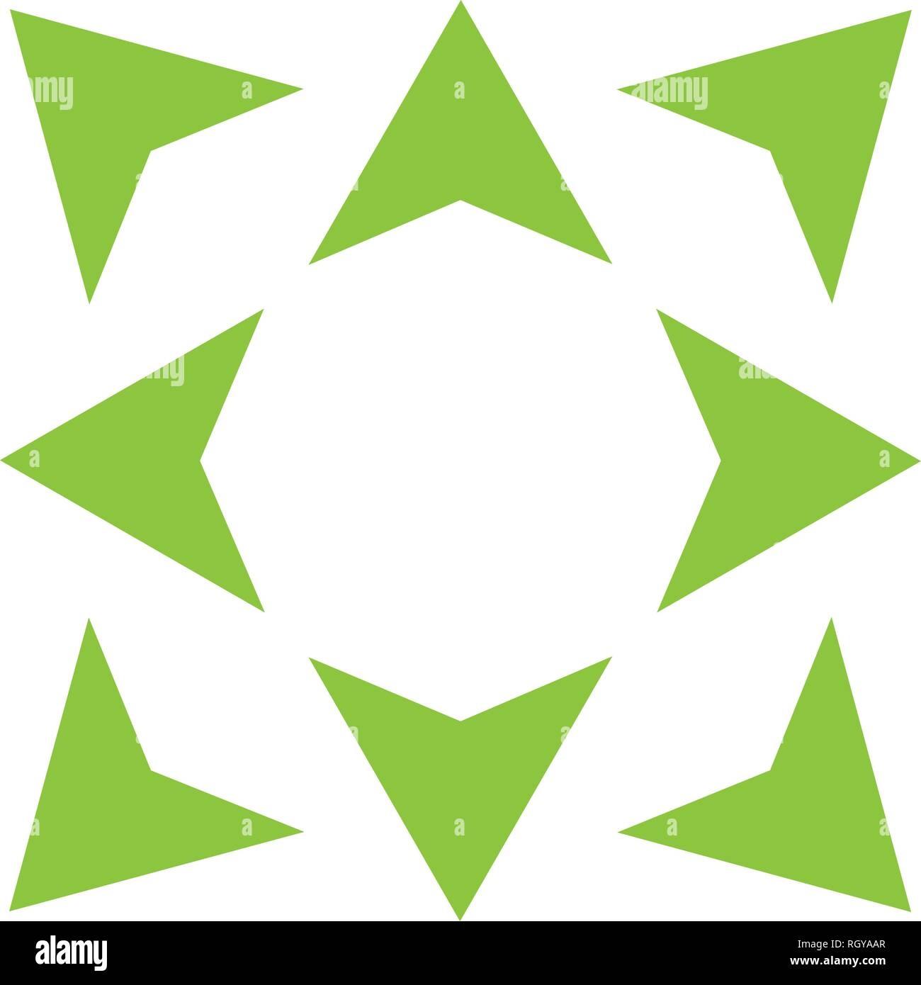 Green wide arrows in 8/eight different directions. Vector illustration ...