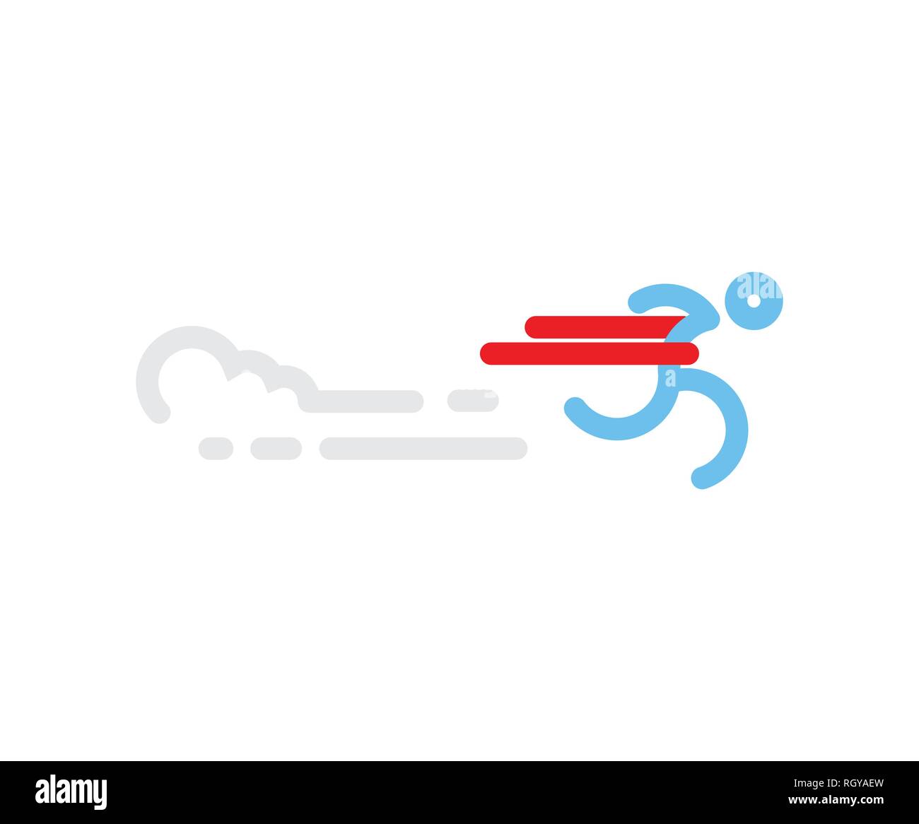 run Icon Vector. Silhouette Runner at Finish Line. Simple flat symbol ...
