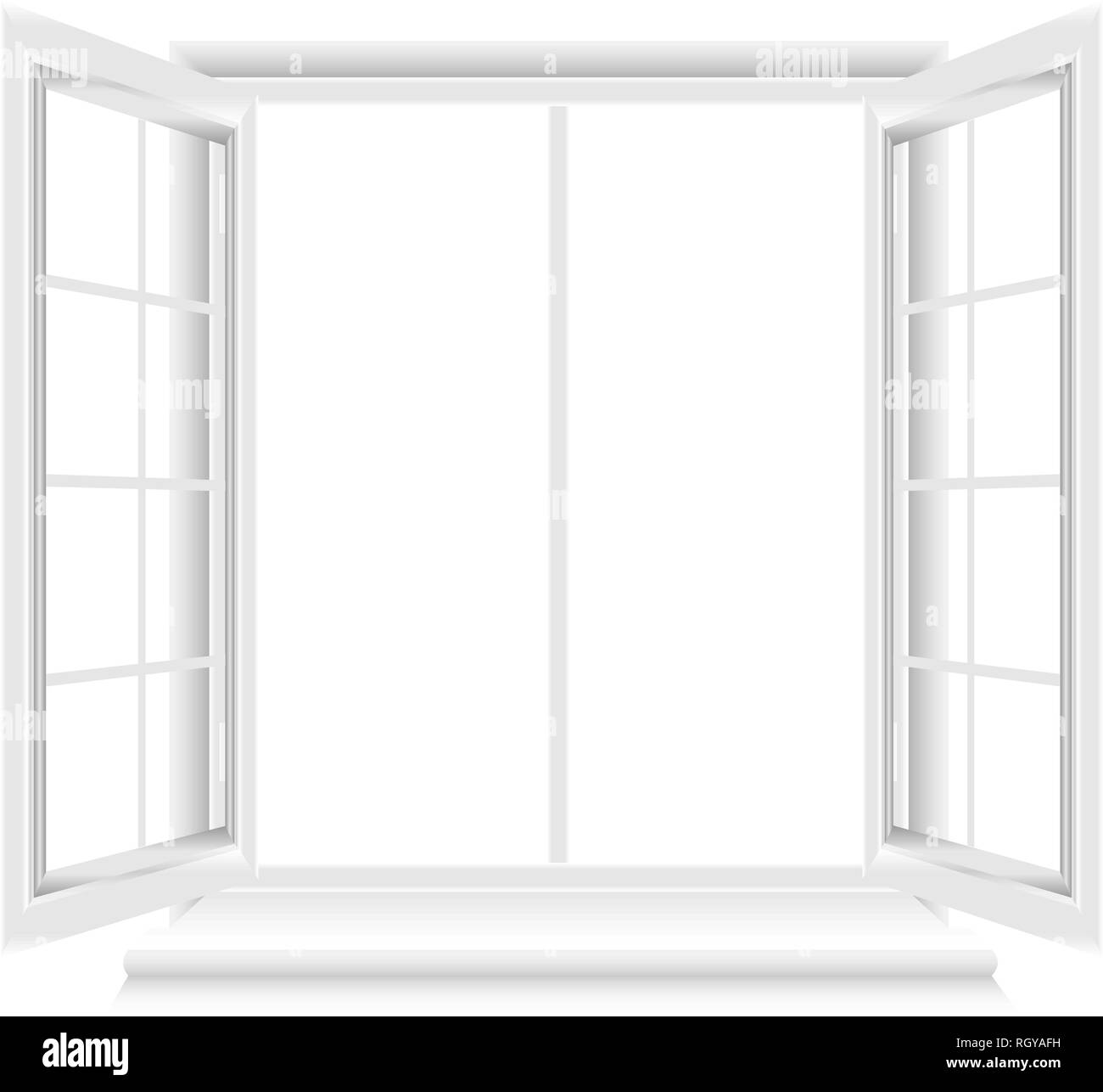 Opened white window frame on white background Stock Vector Image & Art ...