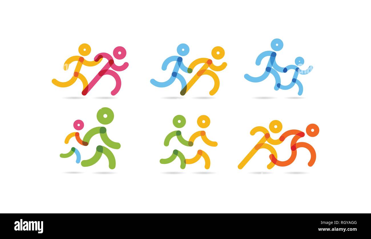 line running icons. pair of people . vector illustration Stock Vector ...