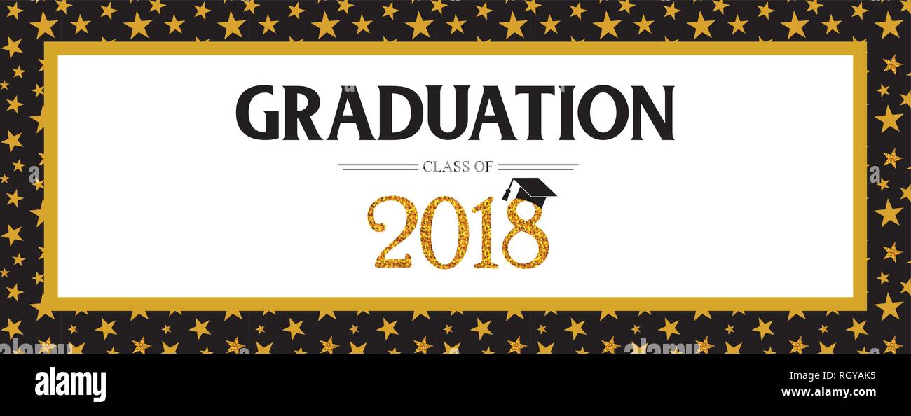 Graduation Class of 2018 greeting card and invitation template. Vector ...