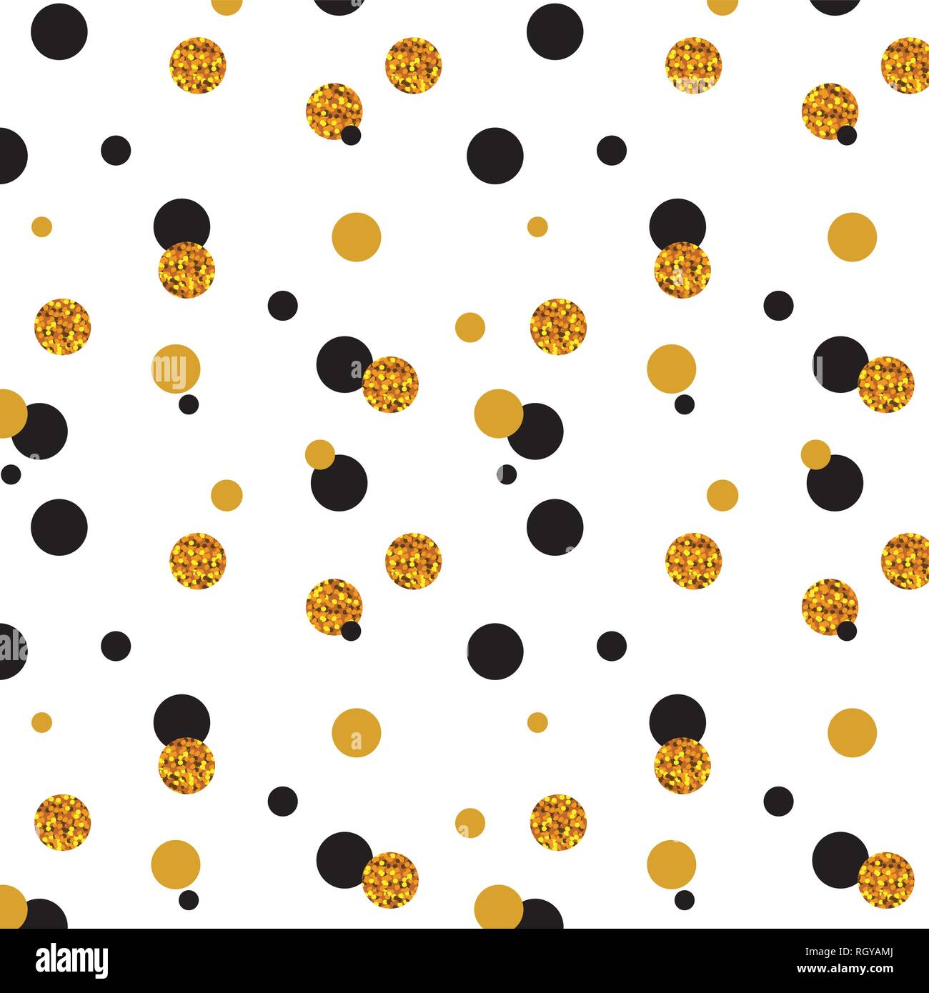 Abstract polka dot pattern with gold glitter effect. Confetti ...