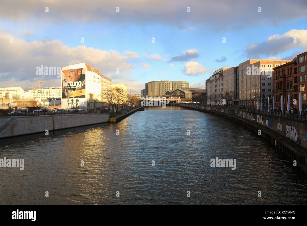 Berlin, Germany: City view in Berlin-Mitte. Panoramic view of the Spree ...
