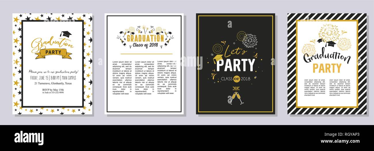Graduation Class of 2018 greeting card and invitation template. Vector ...