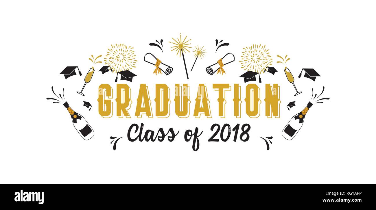 Graduation Class of 2018 greeting card and invitation template. Vector ...