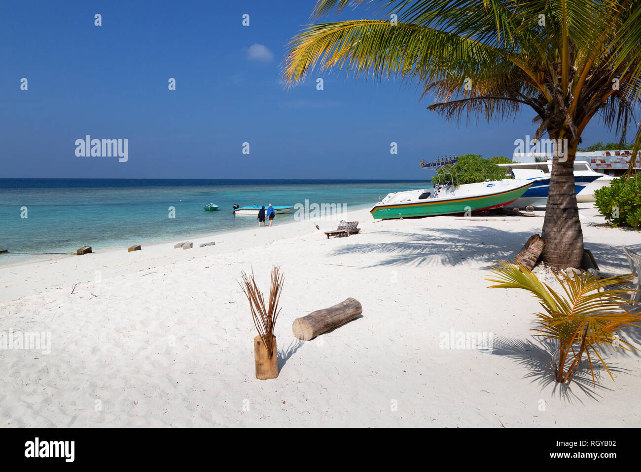 Maldives beach - a view of the beach on Ukulhas Island, Alif Alif atoll ...