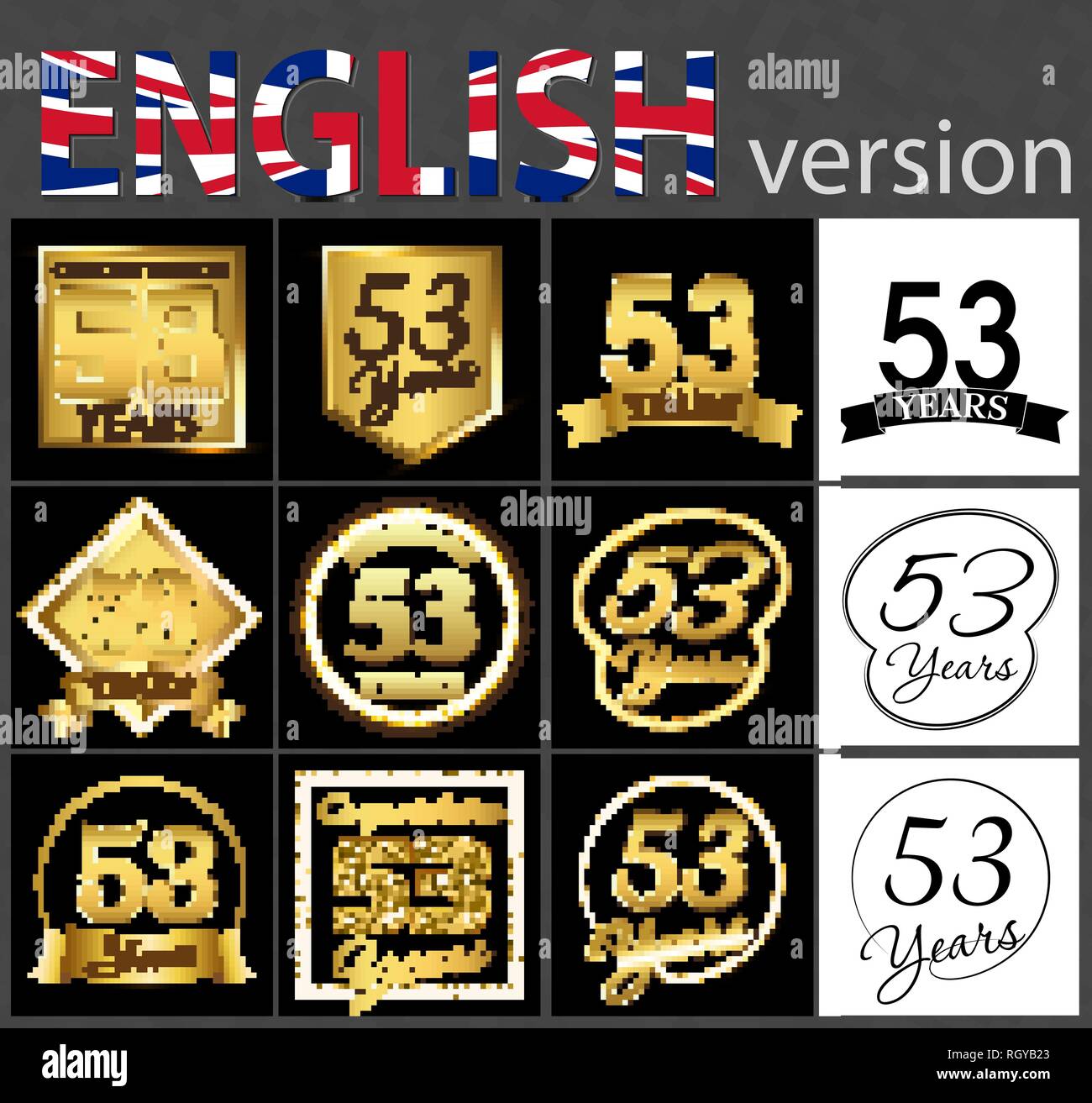 Set of number 53 years (fifty-three years) celebration. Anniversary ...