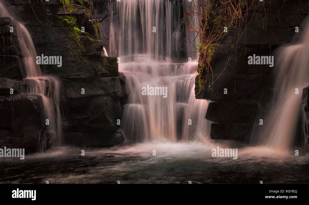 Penllergare Valley waterfall Stock Photo - Alamy