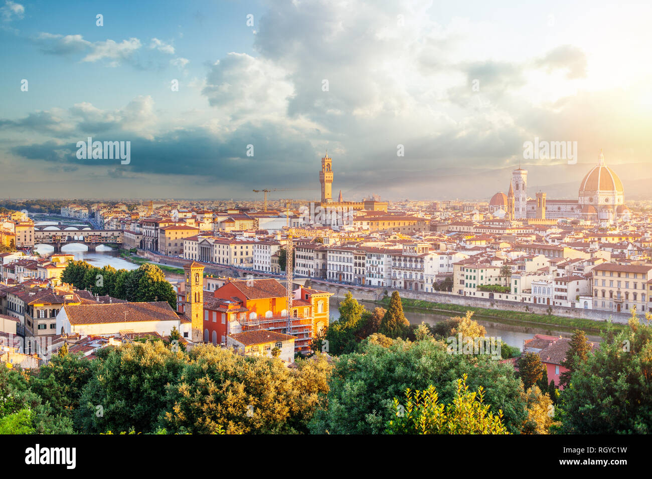 Firenze panorama. View of Florence Italy with Florence Duomo, Basilica ...