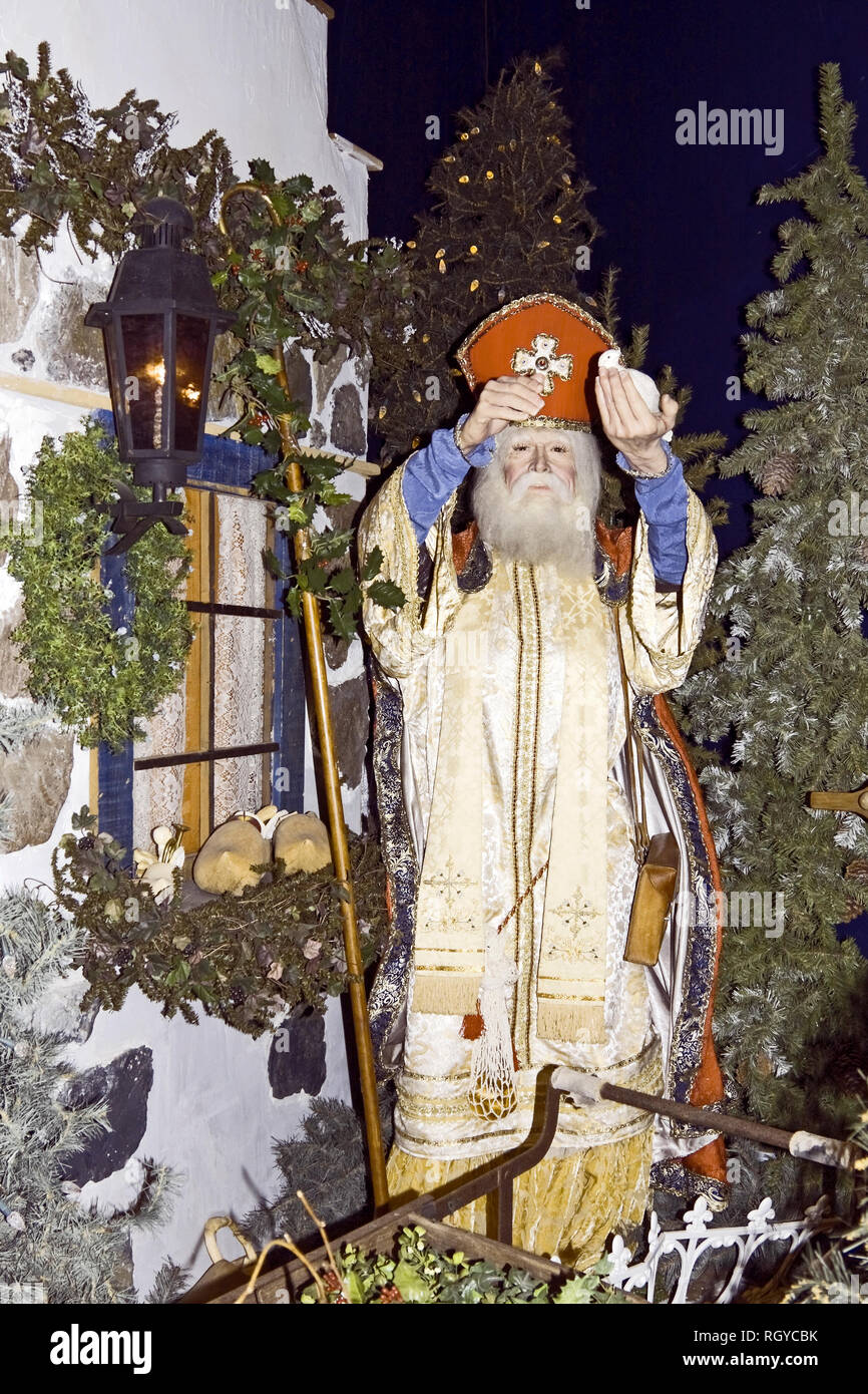 St. Nicholas of Holland figure; ornate garb; miter; staff; holiday ...