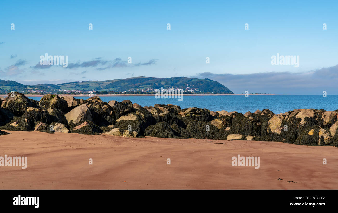 The beach in Blue Anchor, Somerset, England, UK - looking at the ...