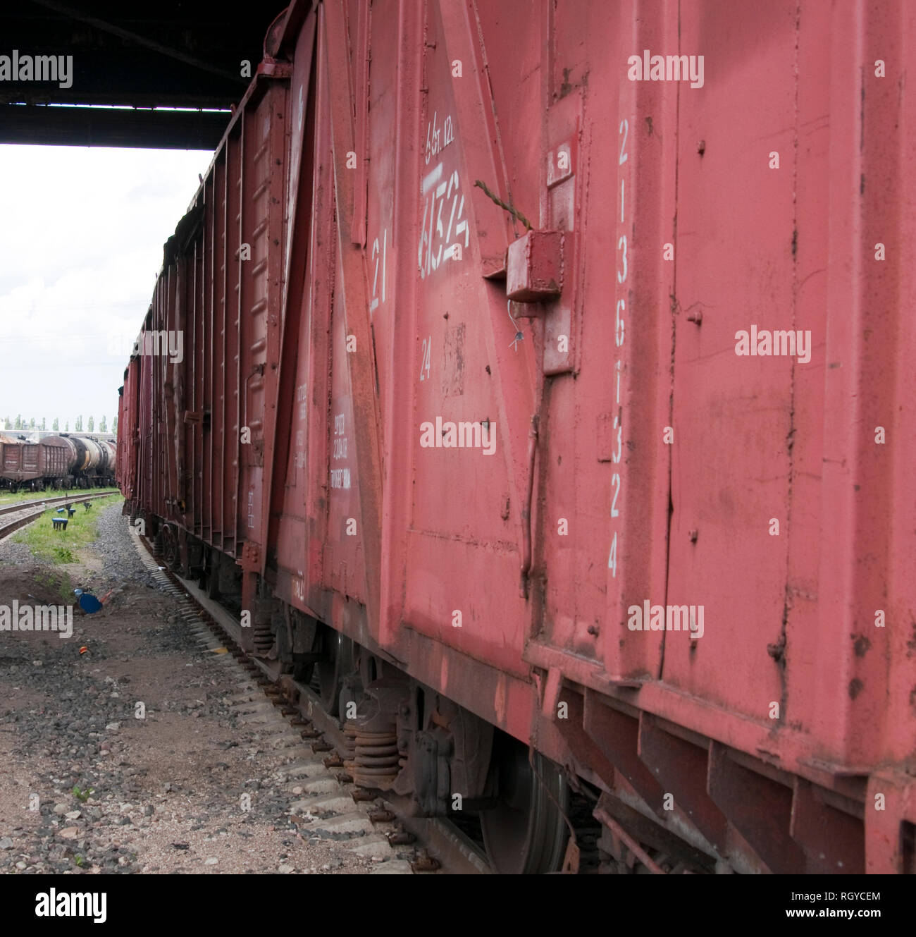High resolution image cross ties. Fastening of a railway way Stock ...