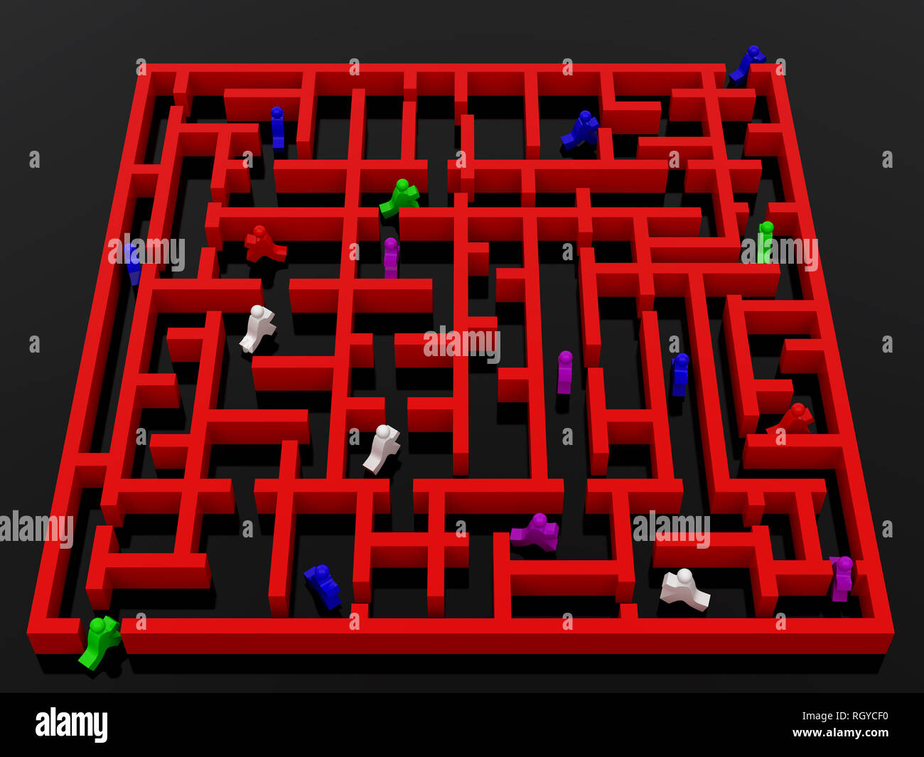 High resolution image labyrinth. 3d illustration. People in the ...