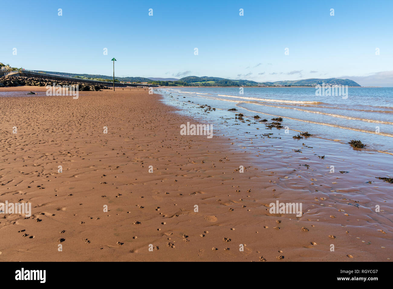 The beach in Blue Anchor, Somerset, England, UK - looking at the ...