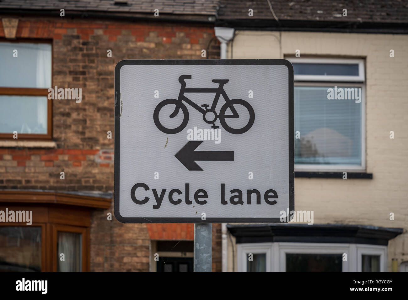 Sign: Cycle Lane - seen in Taunton, Somerset, England, UK Stock Photo ...
