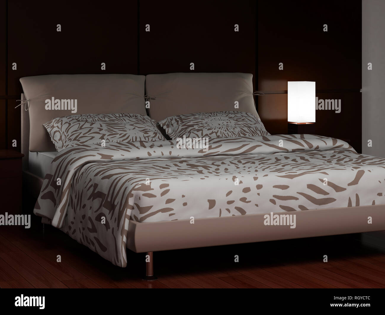 High resolution image interior. A bed in a bedroom Stock Photo - Alamy