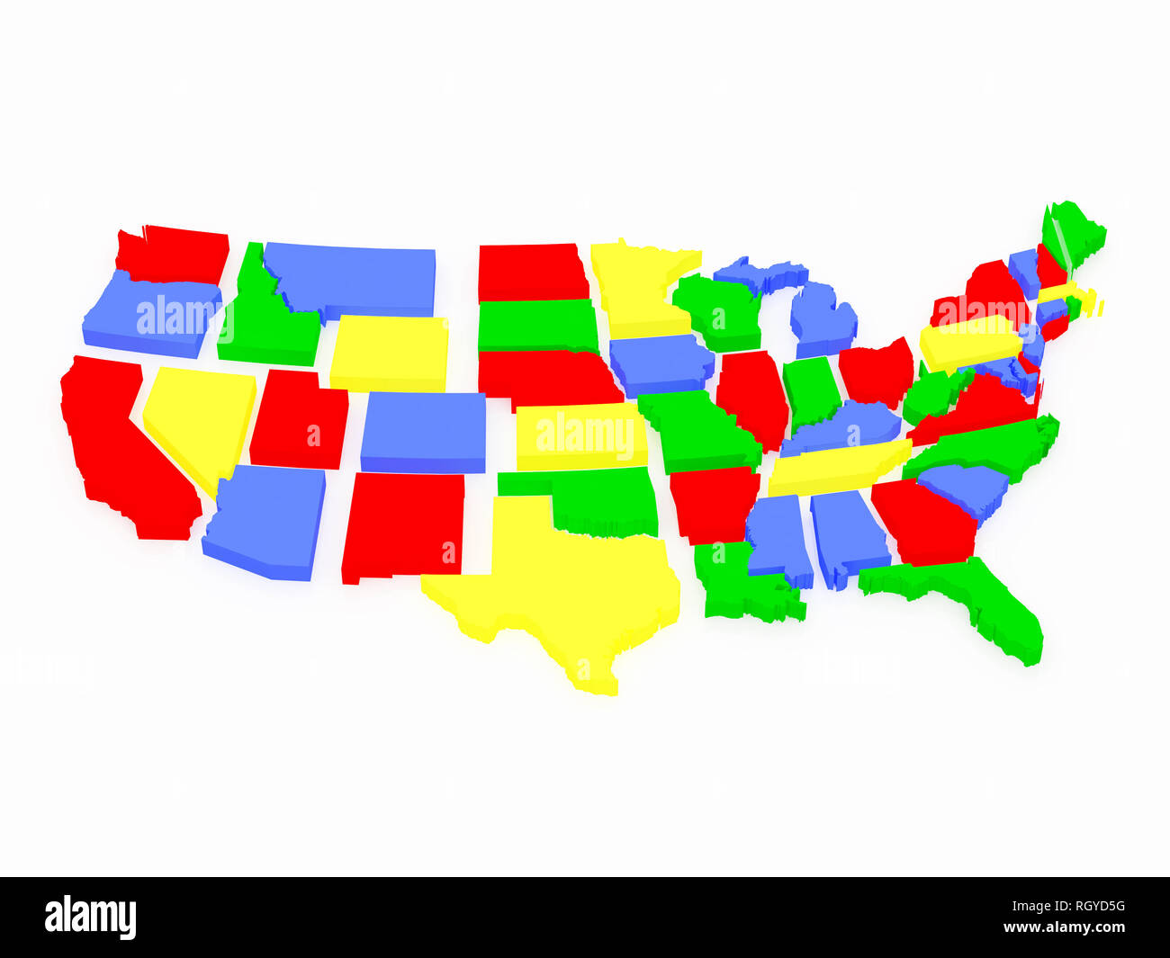 High resolution image multi-coloured map USA. 3d illustration over ...