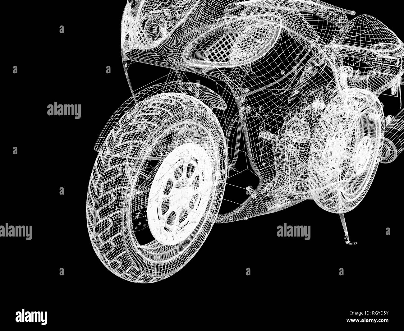 3d bike model. 3d illustration over black backgrounds Stock Photo - Alamy