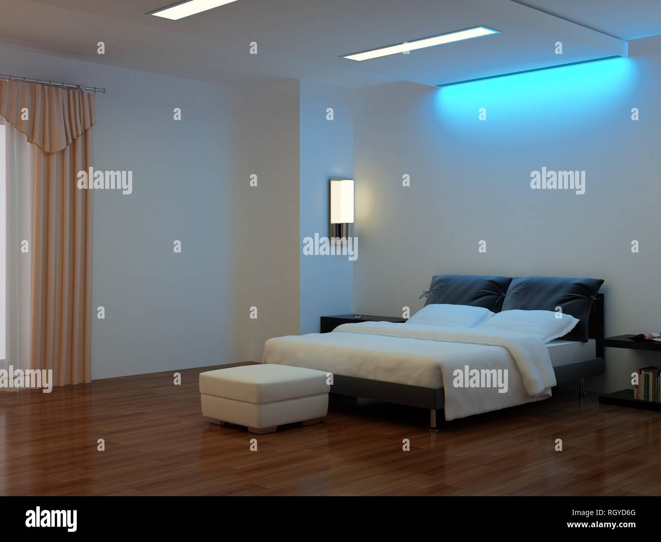 High resolution image interior. A bed in a bedroom Stock Photo - Alamy