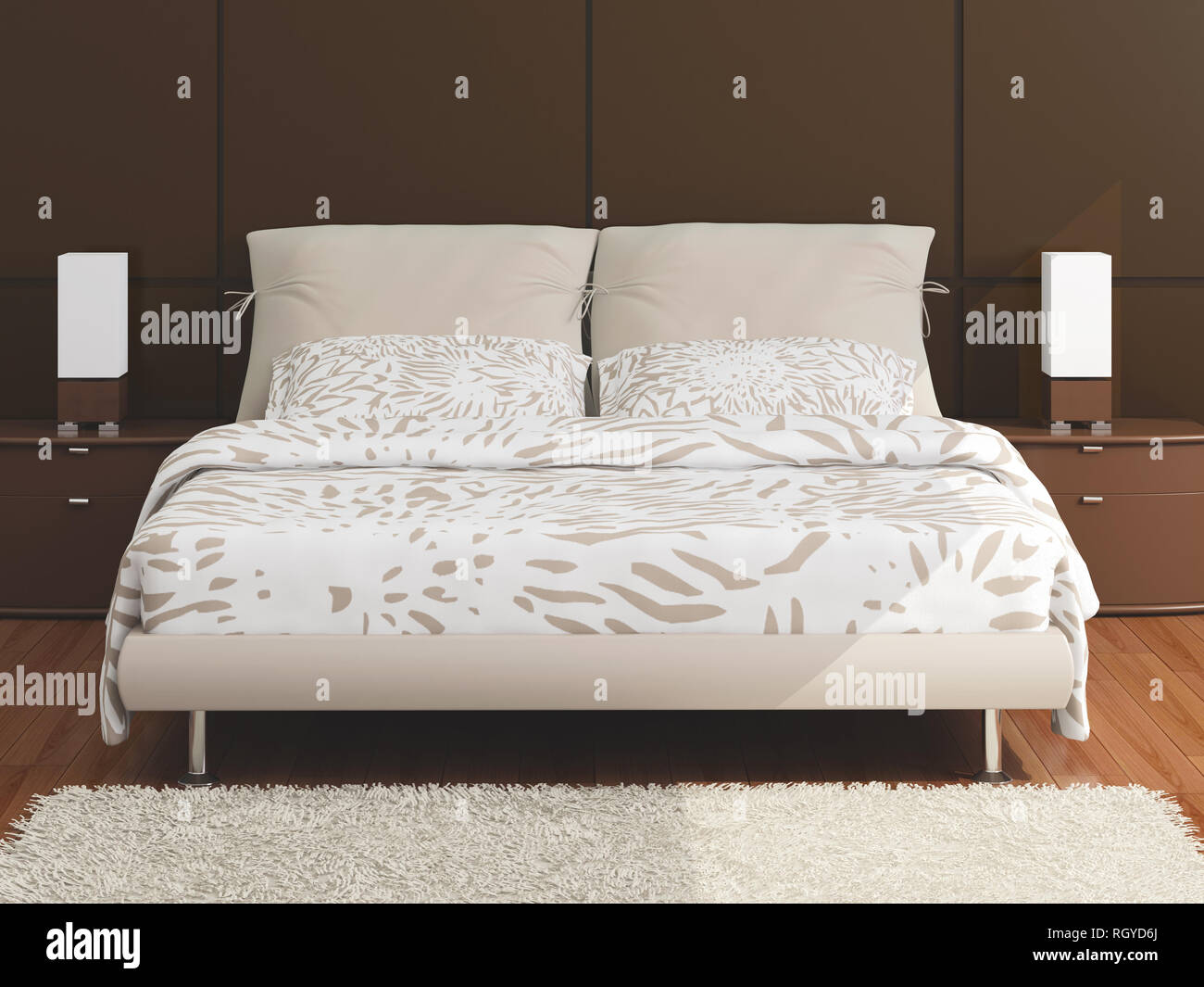 High resolution image interior. A bed in a bedroom Stock Photo - Alamy