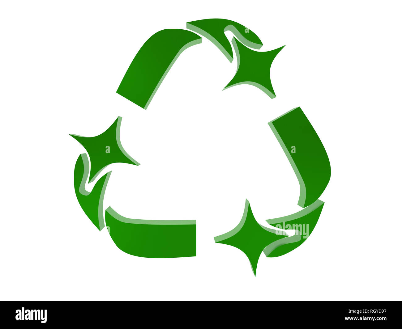 3d illustration over white backgrounds. The Universal Recycling Symbol ...