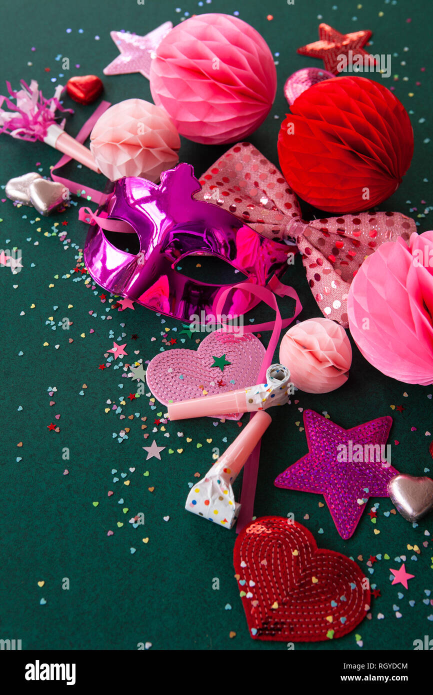 Colorful decorations and costumes for carnival / a costume party Stock ...