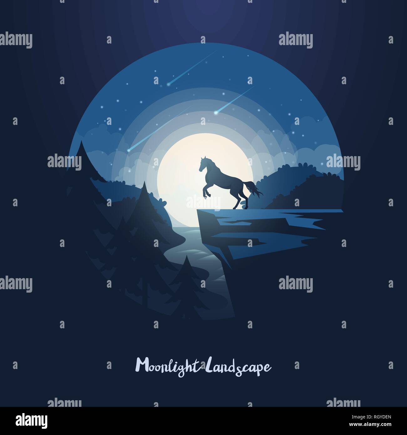 Midnight river horse hi-res stock photography and images - Alamy