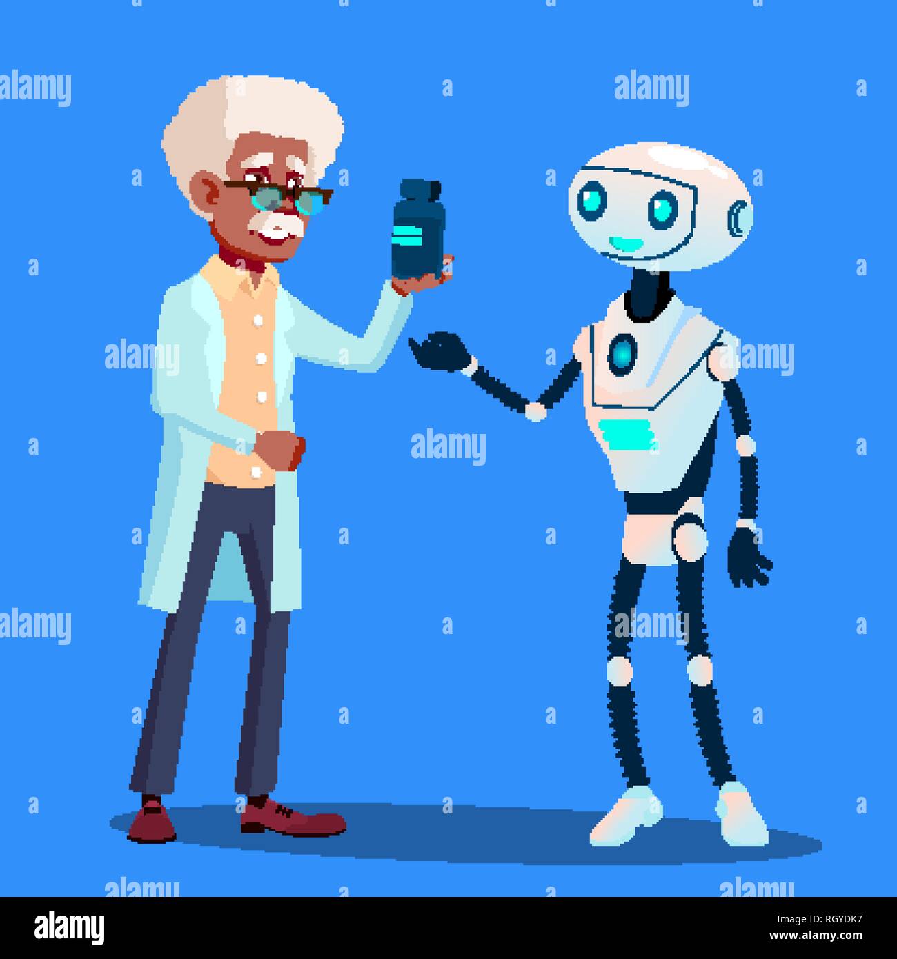 Smart Robot Visiting Doctor Vector. Isolated Illustration Stock Vector ...