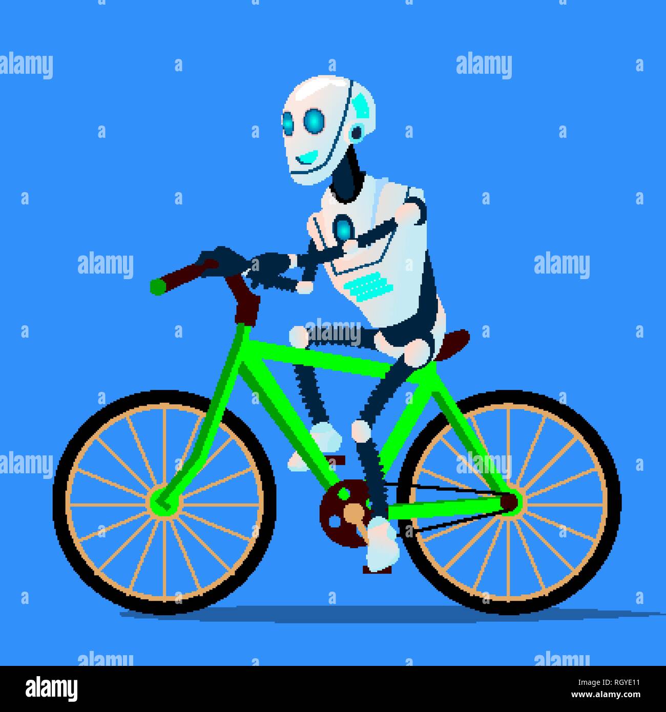Robot Riding A Bicycle Vector. Isolated Illustration Stock Vector Image ...