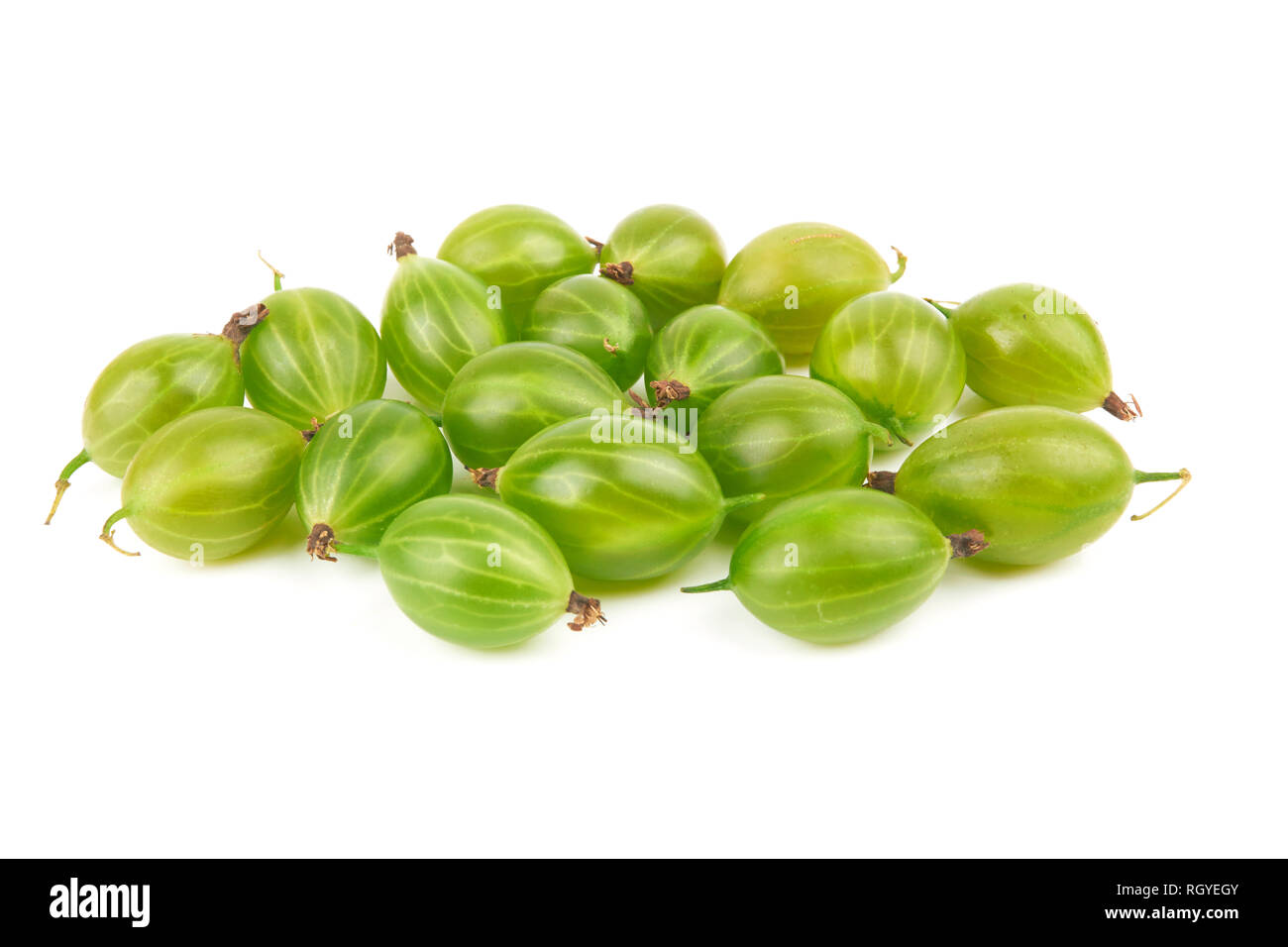 Closeup of green gooseberry isolated on white background Stock Photo ...