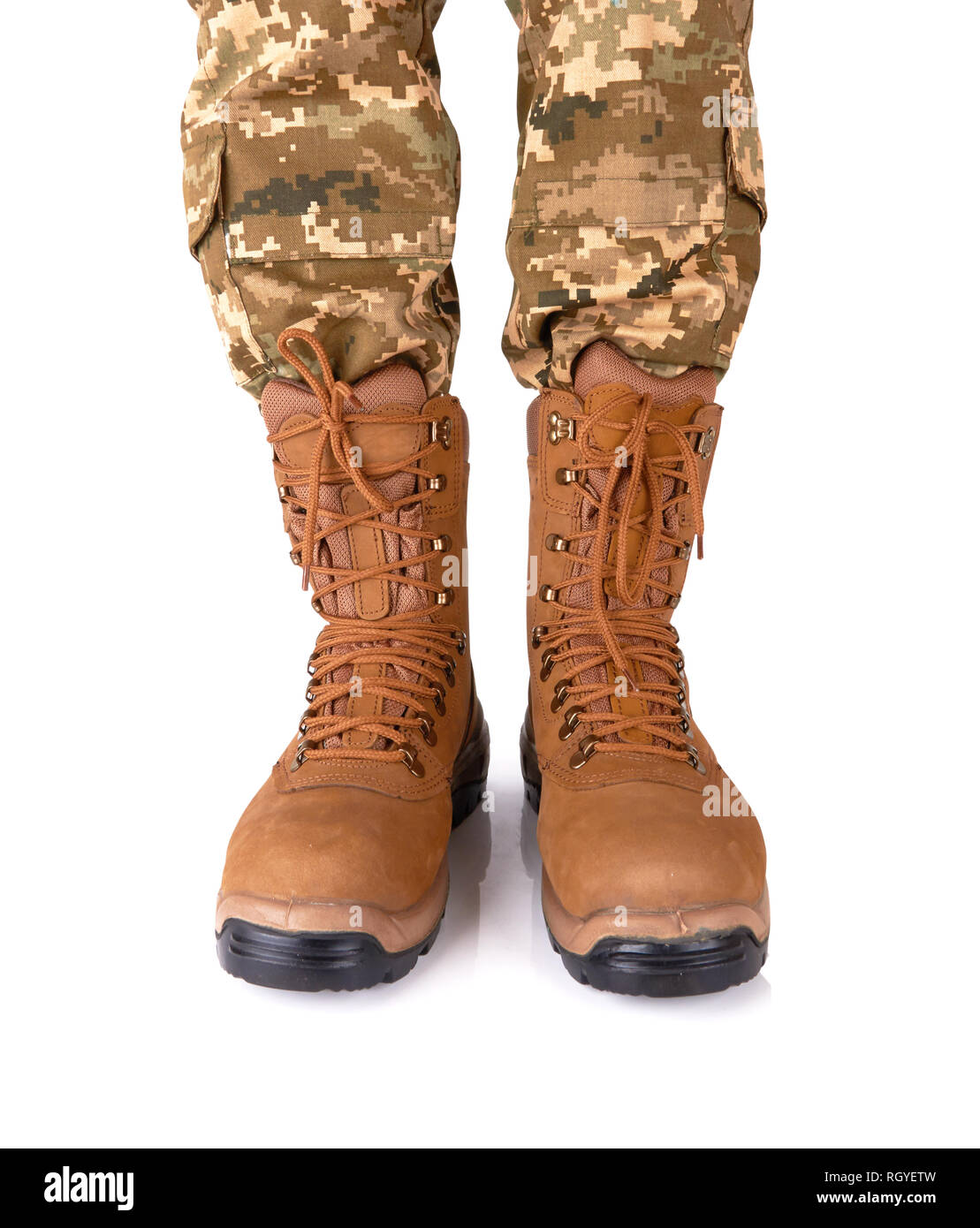 soldier legs in army boots isolated on white background Stock Photo - Alamy
