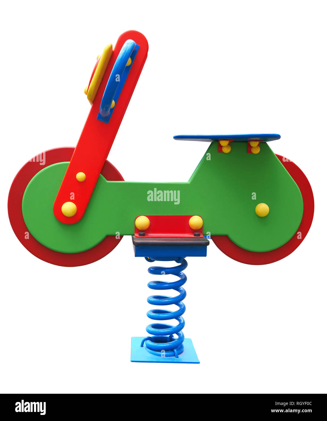 Spring See Saw in the park isolated on white background Stock Photo - Alamy