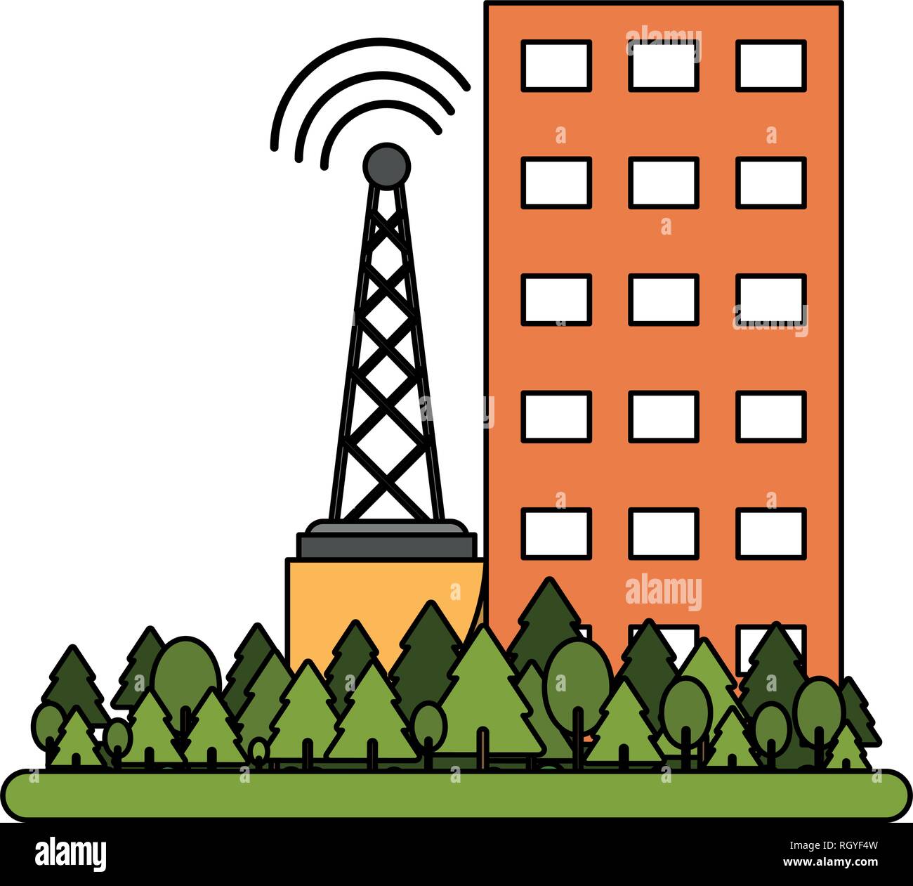 Building and telecommunication antenna Stock Vector Image & Art - Alamy