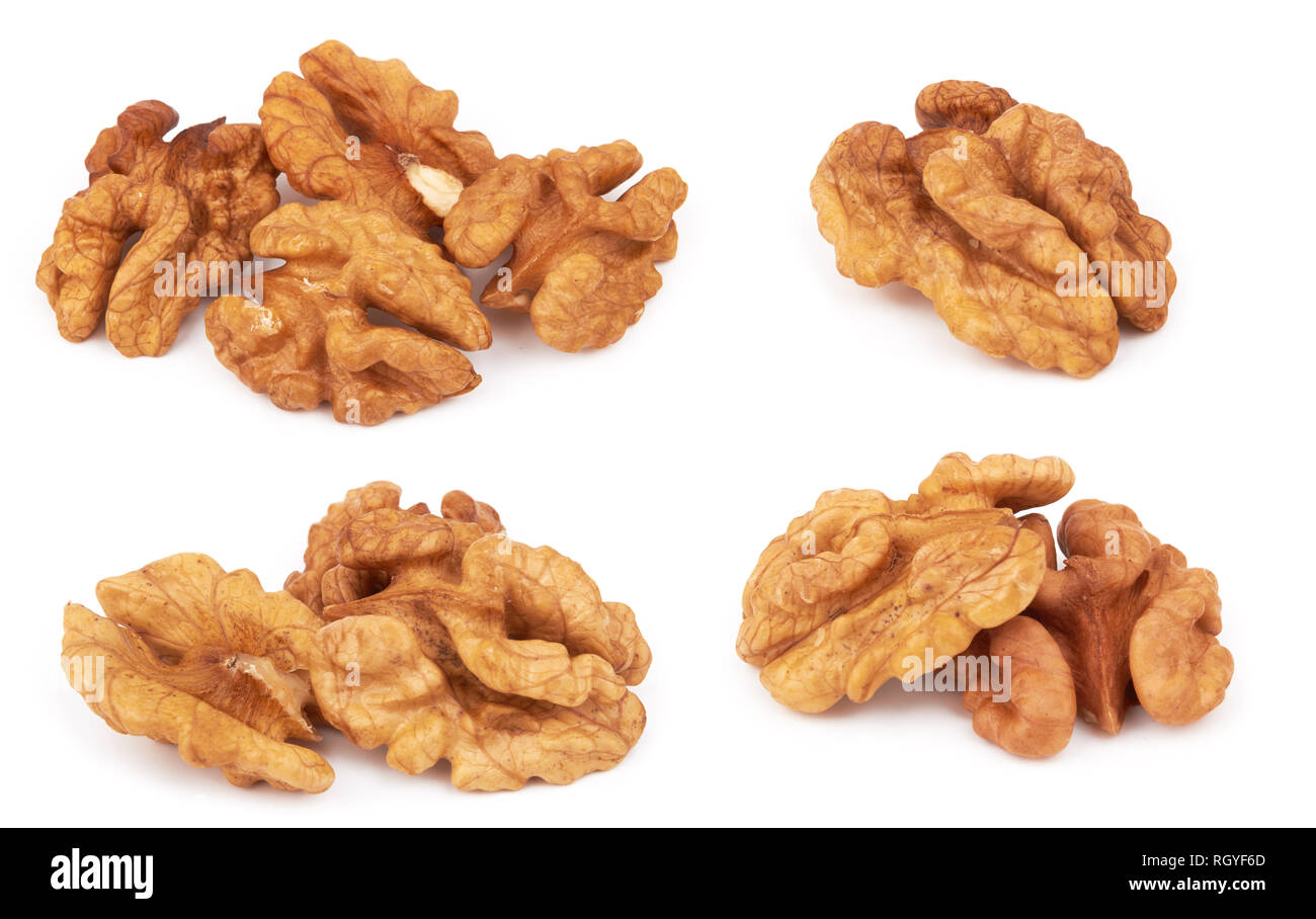 Group of peeled walnuts isolated on a white Stock Photo - Alamy